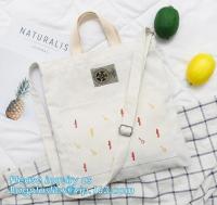China Eco-friendly durable handles Standard size cotton promotional tote shopping bag for Custom printing,Contrast Handles Nat for sale
