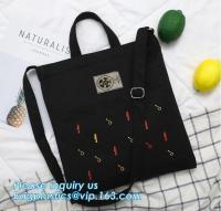 China Eco-friendly durable handles Standard size cotton promotional tote shopping bag for Custom printing,Contrast Handles Nat for sale