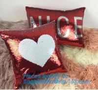 China Cushion cover decorative Sequin pillow,Mermaid reversible sequin pillow cover,Digital Print blank DIY Plain White cushio for sale