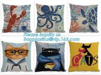 China Wholesale Custom Fashion Chinese Style Lucky Cat Digital Printing Linen Throw Car Seat Pillow Cushion Cover bagplastics for sale