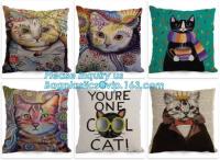 China Wholesale Custom Fashion Chinese Style Lucky Cat Digital Printing Linen Throw Car Seat Pillow Cushion Cover bagplastics for sale