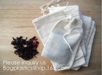 China Wood color Double Drawstring Cotton Muslin Bags Favor Bags Jewelry Pouch Reusable Bags Tea Bags Souvenir Gift Bag pack for sale