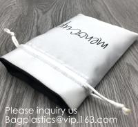 China Customized Satin Hair Bag,Small Recyclable Gift Bag,Double Satin Drawstring Bag,Luxury Shinny Cream Satin Pouch With Rib for sale