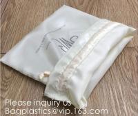 China Customized Satin Hair Bag,Small Recyclable Gift Bag,Double Satin Drawstring Bag,Luxury Shinny Cream Satin Pouch With Rib for sale