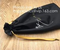 China Black Satin Drawstring Bag With Gold Printing And Ribbon, Various Color Thick Matt Satin Dust Bag,Small Silver Satin Dra for sale