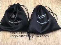 China Black Satin Drawstring Bag With Gold Printing And Ribbon, Various Color Thick Matt Satin Dust Bag,Small Silver Satin Dra for sale