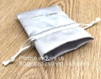 China Custom Gold Pink Satin Hair Extension Packaging Bag,Soft And Shinny White Silk Drawstring Pouch For Packaging bagease for sale
