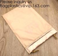 China Soft And Shinny White Silk Drawstring Pouch,Nude Color Satin Drawstring Bag,Promotional Satin Cosmetic Bag, package pac for sale