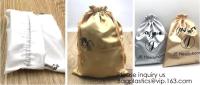China Shinny Golden Satin Drawstring Bag With Rose Gold Printing,Satin Pouch With Ruffle,Small Colorful Thick Satin Drawstring for sale