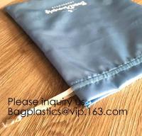 China Luxury Satin Handbag Dust Cover Bag,Dark Blue Thick Matt Satin Pouch With Ribbon,Satin Drawstring Bag For Bikini package for sale