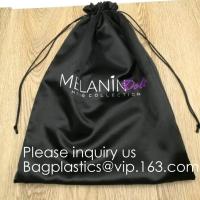 China Large Black Satin Dust bag,Rose Gold Satin Drawstring Bag For Jewelry,Black Satin Drawstring Bag With Gold Printing for sale