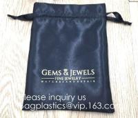 China Large Black Satin Dust bag,Rose Gold Satin Drawstring Bag For Jewelry,Black Satin Drawstring Bag With Gold Printing for sale