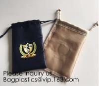 China Full Color Printing Gold and Black Satin Drawstring Bag, Silver Satin Drawstring Bag With Wide Ribbon,Virgin Hair pack for sale