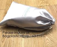 China Satin Cosmetic Bag With Printing,Silver Satin Hair Collection Bag,Drawstring bag For Hair Packaging Dust Bag For Shoe for sale