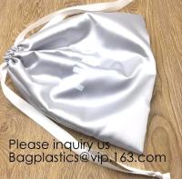 China Satin Cosmetic Bag With Printing,Silver Satin Hair Collection Bag,Drawstring bag For Hair Packaging Dust Bag For Shoe for sale