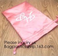 China Gold Blue White Satin Packaging Bag For Towel,White Satin Bag With Gold Printing,Silk Packaging Bags For Clothing Indust for sale