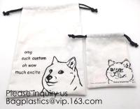 China White Brushed Cotton Twill Drawstring Bag For Packaging,Cotton Flannel Dust bag,Pure White Cotton Flannel Packaging Bag for sale