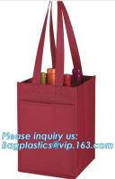 China Custom printed non woven drawstring bag for wine, Custom Heavy Duty Non Woven 6 Bottles Carrier Packaging Divided Wine T for sale