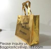 China Golden pac Bling Bling Glossy Durable Reusable Medium Non-woven Gift Bag Set Of 5,Shopping Bag,Promotional Bag Silvery for sale