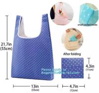 China Nylon Supermarket Folding Reusable Shopping Bags Grocery Tote Foldable Ripstop Polyester Shopping Bag BAGPLASTICS PACKAG for sale