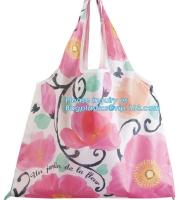 China Custom heat sublimation reusable green polyester grocery fold tote bag foldable shopping bag,Drawstring Backpack/Promoti for sale