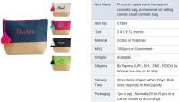China products supply travel transparent cosmetic bag, promotional hot selling canvas small costmetic bags, bagplastics packag for sale