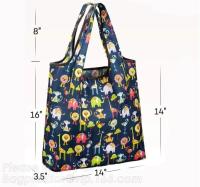 China ECO Friendly nylon foldable reusable grocery bag 5 cute designs folding shopping tote bag fits in pocket bagease package for sale