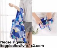 China Promotional Reusable Custom Design Colorful Polyester Folding Tote Shopping Bag,Portable Recycled Polyester Nylon Reusab for sale