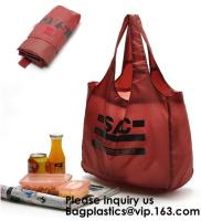 China Custom Eco-friendly Durable Foldable Polyester Handle Bag Pocket Folding Nylon Shopping Bag Eco-friendly Durable Foldabl for sale