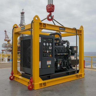 China 200KVA T3 Temperature Class ATEX Zone 2 Diesel Generator Set with DNV 2.7-1 Offshore Lifting Frame for sale
