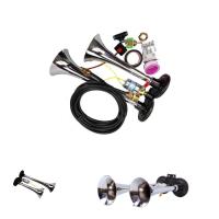 China Purpose Replace/Repair Chrome-Plated Zinc Double Horn for Universal 12V/24V Vehicles for sale