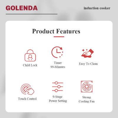 China Full Sliding Touch Operation Induction Hotplates With Child Lock for sale