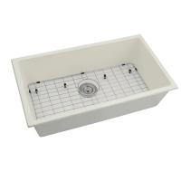 China Triangle Stone Type White Quartz Composite Sink 1CM Thickness Single Bowl for sale