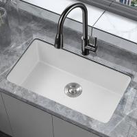 China Triangle Stone Type White Quartz Composite Sink 1CM Thickness Single Bowl for sale