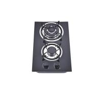 China High Power Built In Gas Hob 25cm With 2 Burner Child Lock Panel Glass for sale