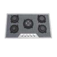 China 110v 5 Burner Built In Gas Hob With Durable Cast Iron Grates And Sleek Glass Top for sale