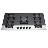 China 110v 5 Burner Built In Gas Hob With Durable Cast Iron Grates And Sleek Glass Top for sale