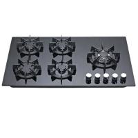 China 110v 5 Burner Built In Gas Hob With Durable Cast Iron Grates And Sleek Glass Top for sale