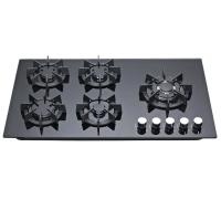 China 110v 5 Burner Built In Gas Hob With Durable Cast Iron Grates And Sleek Glass Top for sale