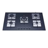 China Easy Clean 5 Burner Gas Hob Top Tempered Glass Gas Cooktop for sale