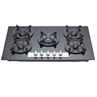 China Easy Clean 5 Burner Gas Hob Top Tempered Glass Gas Cooktop for sale