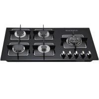 China Easy Clean 5 Burner Gas Hob Top Tempered Glass Gas Cooktop for sale