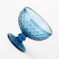 China Small Blue Footed Glass Dessert Bowls 12 Oz Vintage Ice Cream Sundae Dishes 350ml for sale