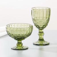 China Green Dessert Vintage Glass Trifle Bowl Footed 350ml 12 Oz Lead free for sale
