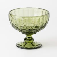 China Green Dessert Vintage Glass Trifle Bowl Footed 350ml 12 Oz Lead free for sale