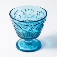 China Pressed 8oz Blue Glass Serving Bowls 230ml Colored Mini Glass Trifle Bowls for sale