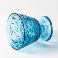 China Pressed 8oz Blue Glass Serving Bowls 230ml Colored Mini Glass Trifle Bowls for sale