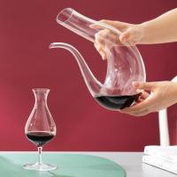 China 1000ML U Shaped Swan Crystal Wine Decanter 35oz Hand Blown Lead Free for sale