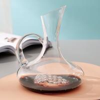 China 46oz Crystal Wine Decanter With Handle 1300ml Unique Wine Carafe Lead Free for sale
