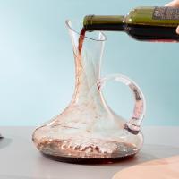 China 46oz Crystal Wine Decanter With Handle 1300ml Unique Wine Carafe Lead Free for sale